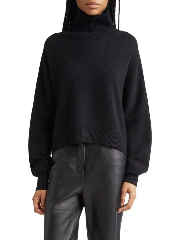 Loulou De Saison Luke Stand Collar Wool & Cashmere Sweater - Black