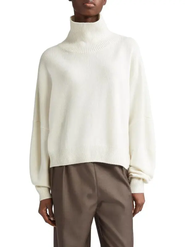 Loulou De Saison Luke Stand Collar Wool & Cashmere Sweater - Ivory