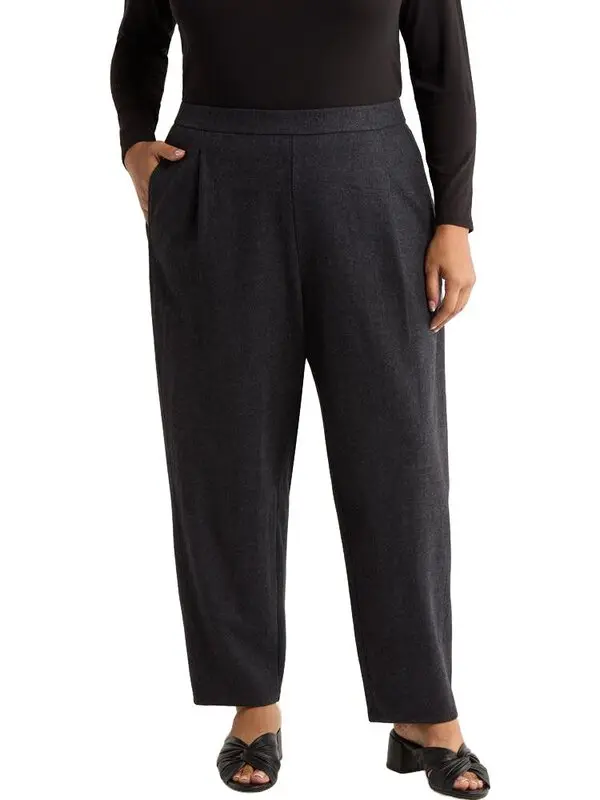Eileen Fisher Pleated Virgin Wool Ankle Lantern Pants - Charcoal