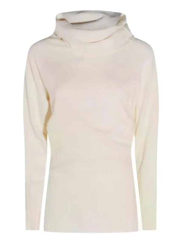 Malo Roll-neck Ribbed Sweater - White