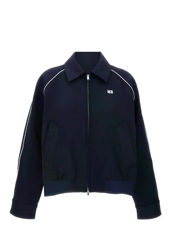 WALES BONNER Logo-embroidered Zip-up Jacket - Blue