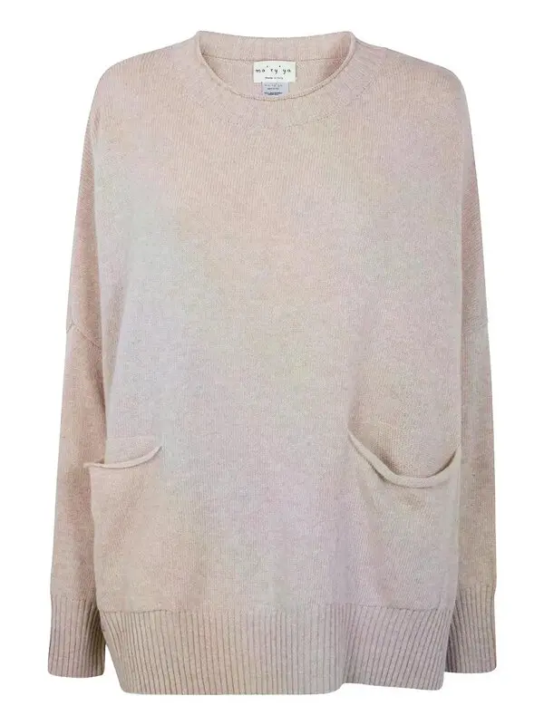MA'RY'YA Two-pocket Long Sleeve Sweater - Neutrals