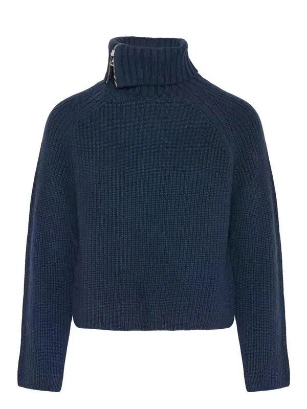 YVES SALOMON Zip Knitted Sweater - Blue
