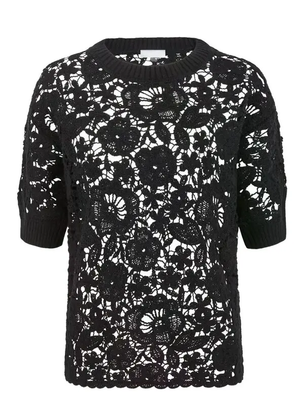 P.a.r.o.s.h Floral Lace T-shirt - Black