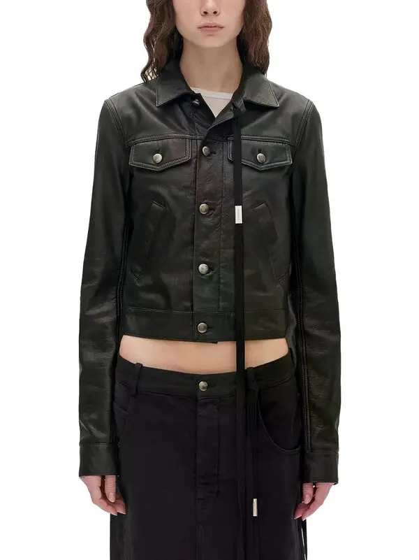 ANN DEMEULEMEESTER Structured Leather Jacket - 099 Black