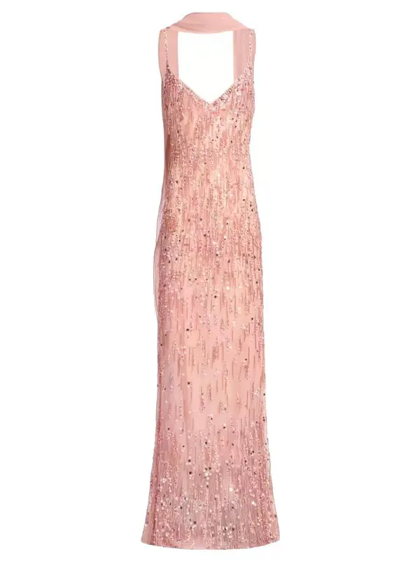 Elie Saab Bead-embellished Maxi Dress - Pink