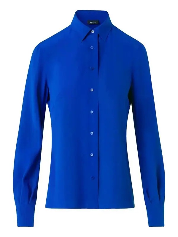Akris Buttoned Collared Top - Blue