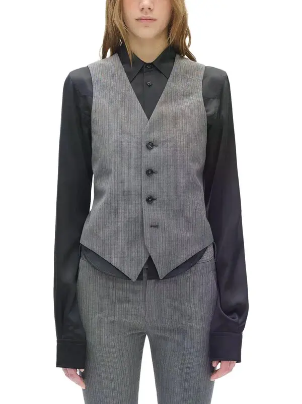 ANN DEMEULEMEESTER Pinstripe Waistcoat - 083 Grey