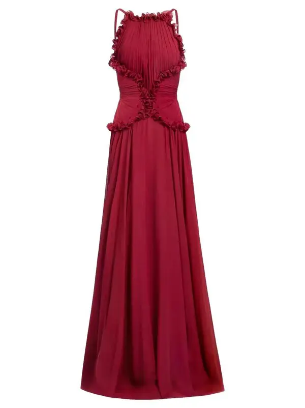 Elie Saab Silk Maxi Dress - Red