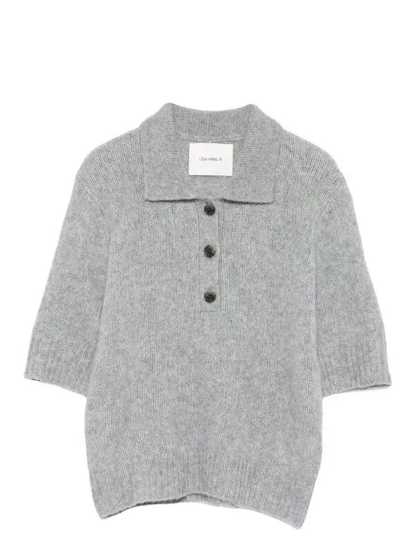 LISA YANG Polo Button Sweater - Grey