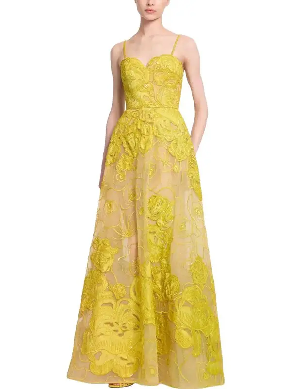 Elie Saab Bead-embellished Maxi Dress - Yellow