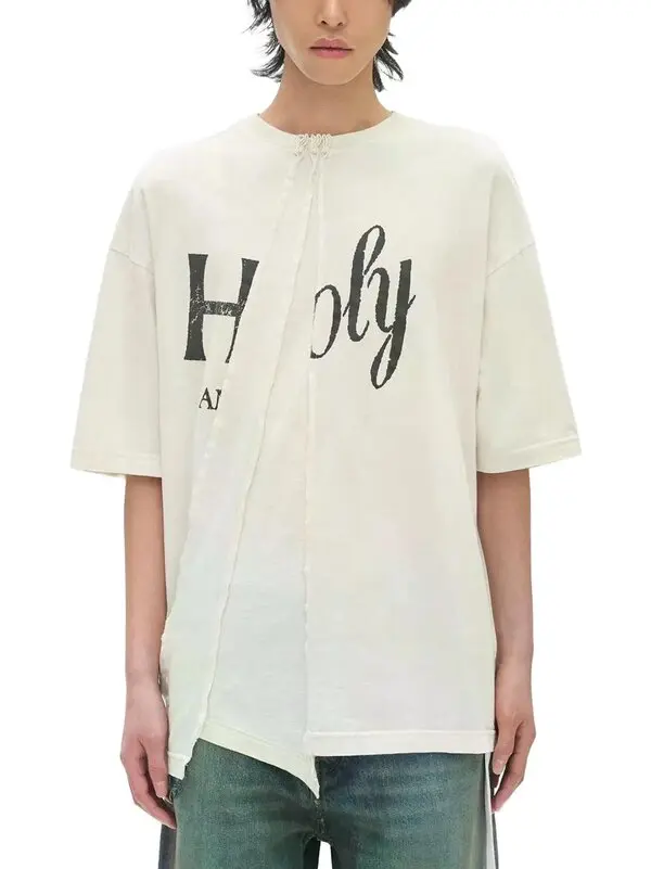 ANN DEMEULEMEESTER Asymmetric Cotton T-shirt - Neutrals
