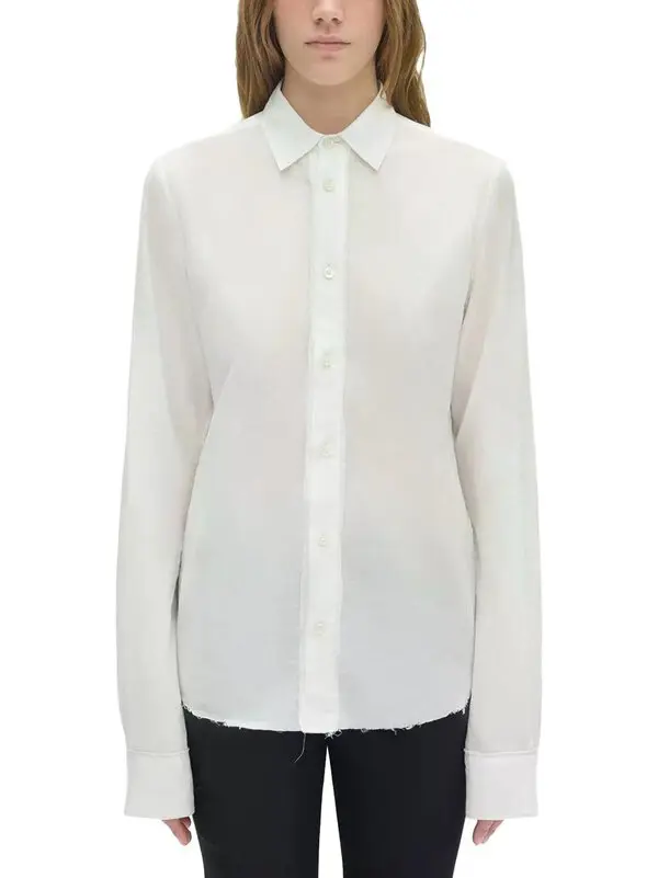 ANN DEMEULEMEESTER Long-sleeved Cotton Shirt - White