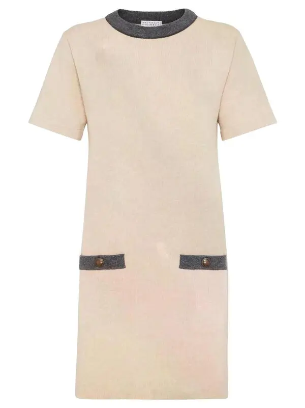 Brunello Cucinelli Pocket Trim Mini Dress - Neutrals