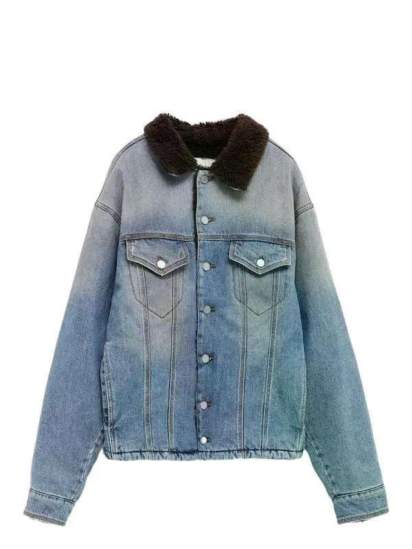 ERL Shearling Collar Pocket Jacket - Blue