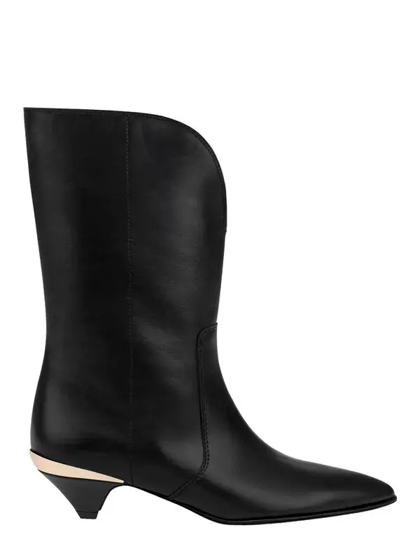 Moschino Calf Leather Pointed-toe Boots - Black