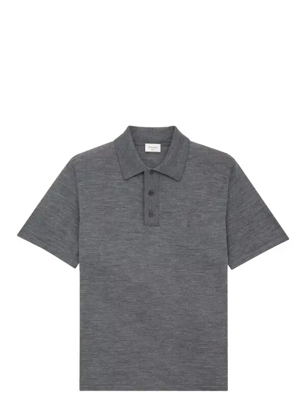 Saint Laurent Cassandre Short-sleeve Polo Shirt - Grey