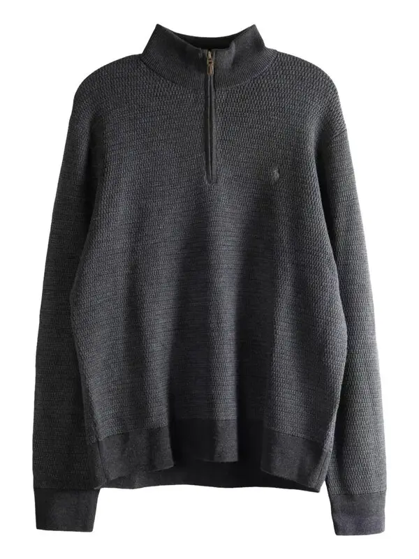 Ralph Lauren Knit Quarter Zip Mock Neck Pullover - Grey