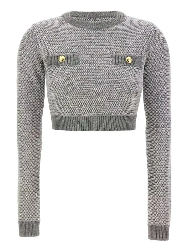 Elisabetta Franchi Sequined Knitted Sweater - Grey