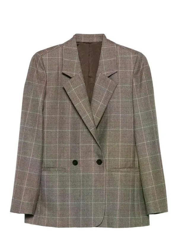 Eric Bompard Checked Double-breasted Blazer - Brown