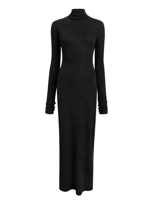 Khaite Long-sleeve Roll-neck Dress - Grey