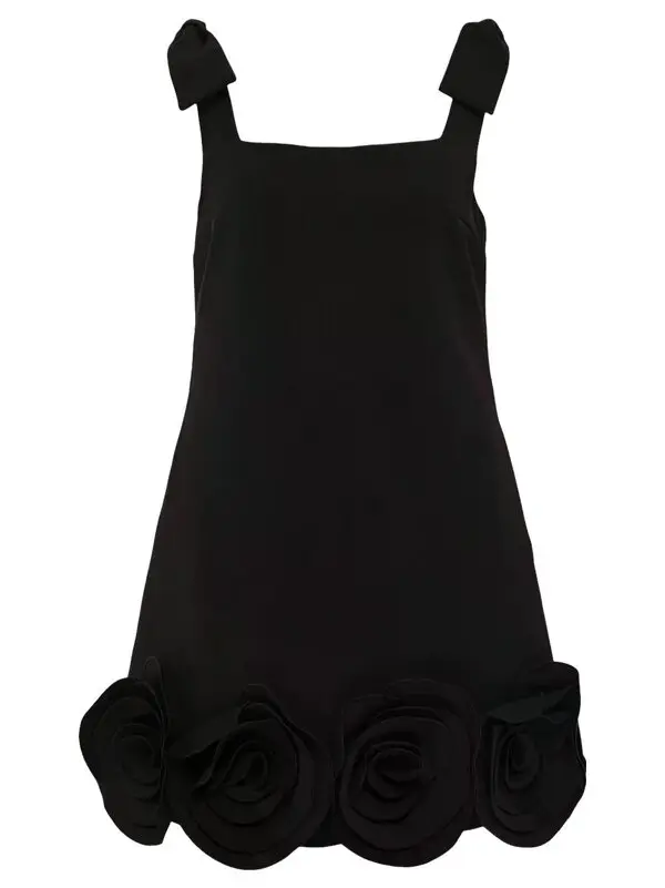 SELF-PORTRAIT Floral-appliqué Mini Dress - Black