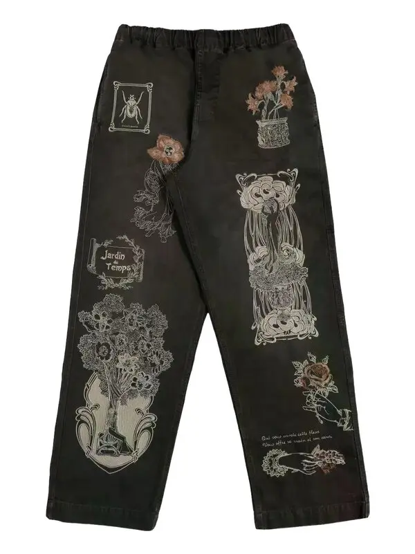 SAMUEL ZELIG Jardin Embroidered Trousers - Black