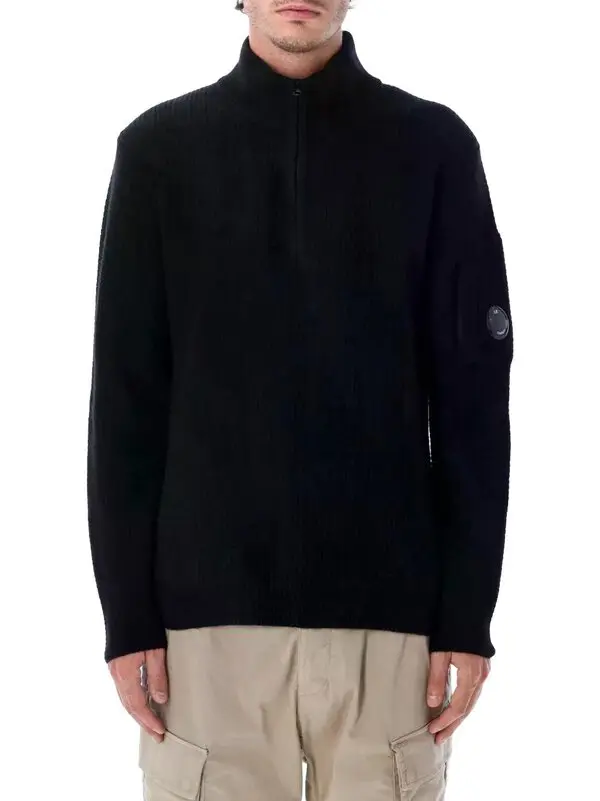 C.P. COMPANY Zip-neck Sweater - Black