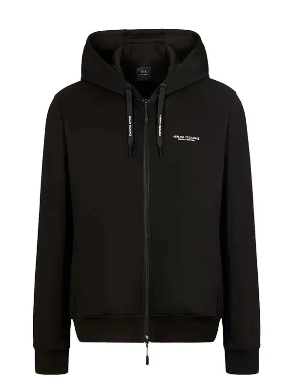 Armani Exchange Hooded Zip-up Sweatshirt - Black