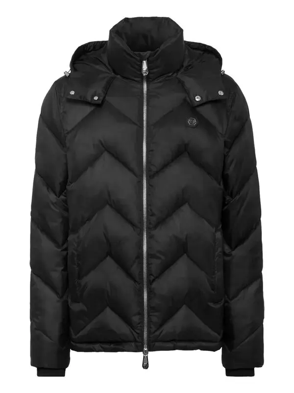 Philipp Plein Chevron-quilted Puffer Jacket - Black
