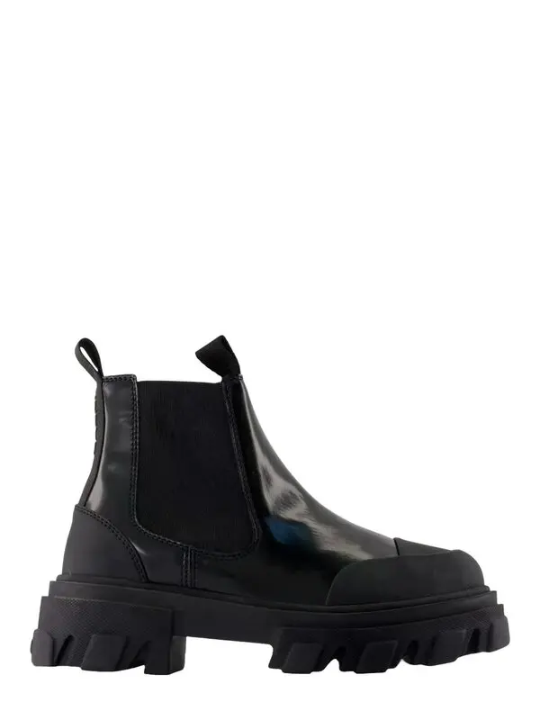 GANNI Leather Chelsea Boots - Black