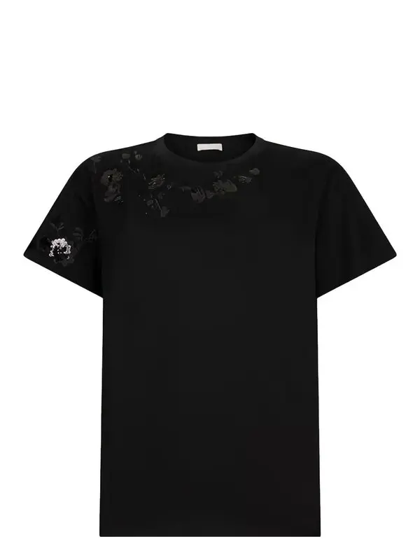 Liu Jo Floral Sequin T-shirt - Black