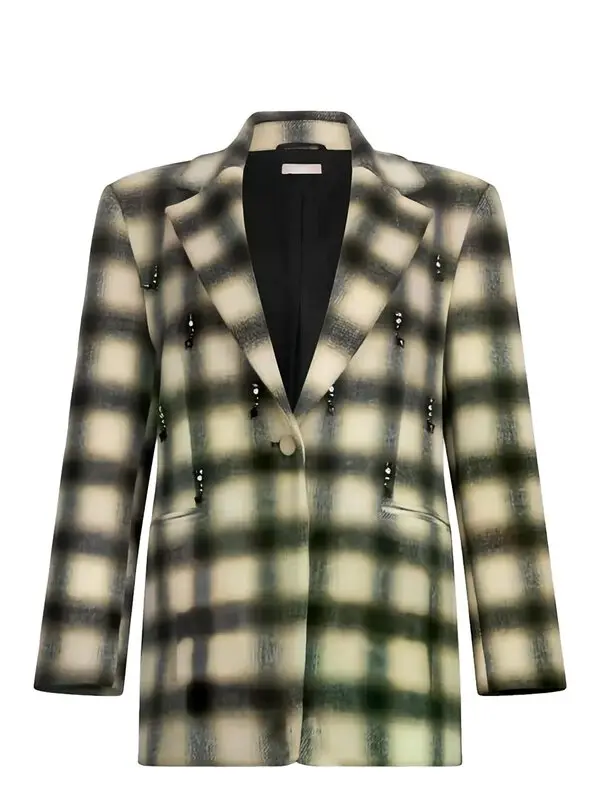 Liu Jo Chequered Single-breasted Jacket - White