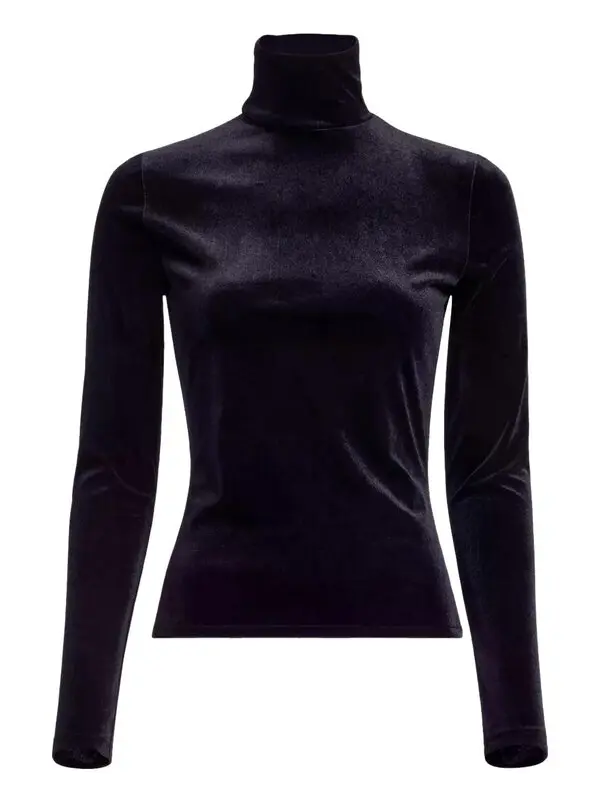 Elie Saab Velvet Long-sleeve Top - Black