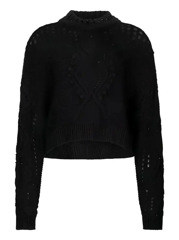 Liu Jo Openwork Embossed Wool Jumper - Black