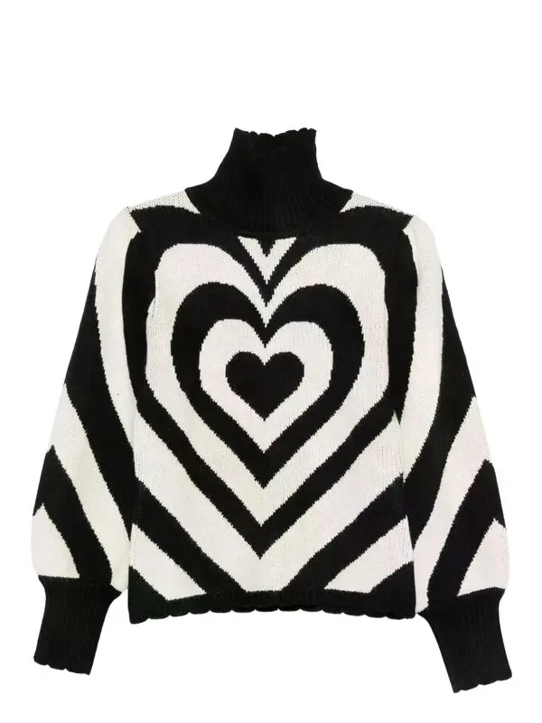 Farm Rio Heart Pattern Sweater - Black