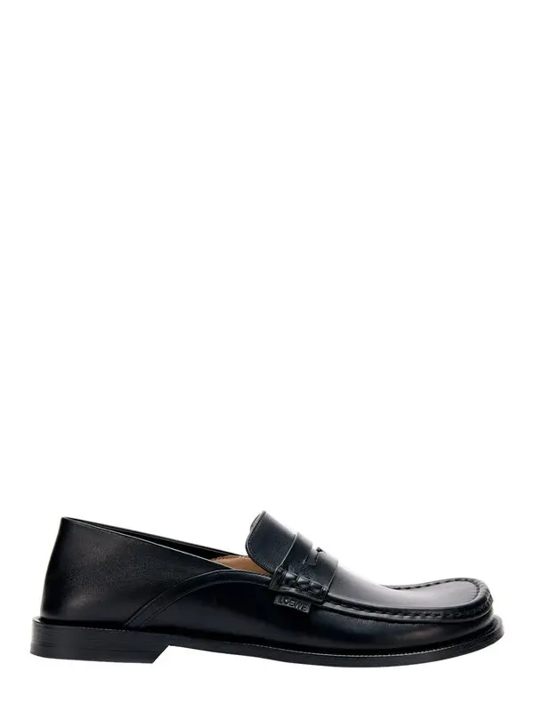 Loewe Campo Folding Leather Penny Loafers - Black