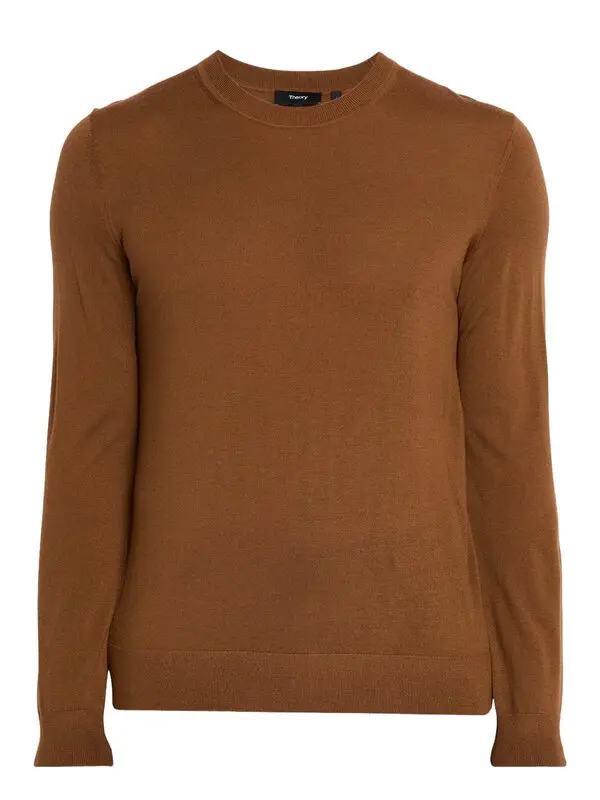 Theory Crewneck Sweater In Merino - Cafe