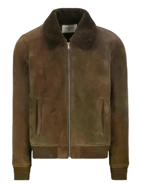 Saint Laurent Shearling Collar Jacket - Brown