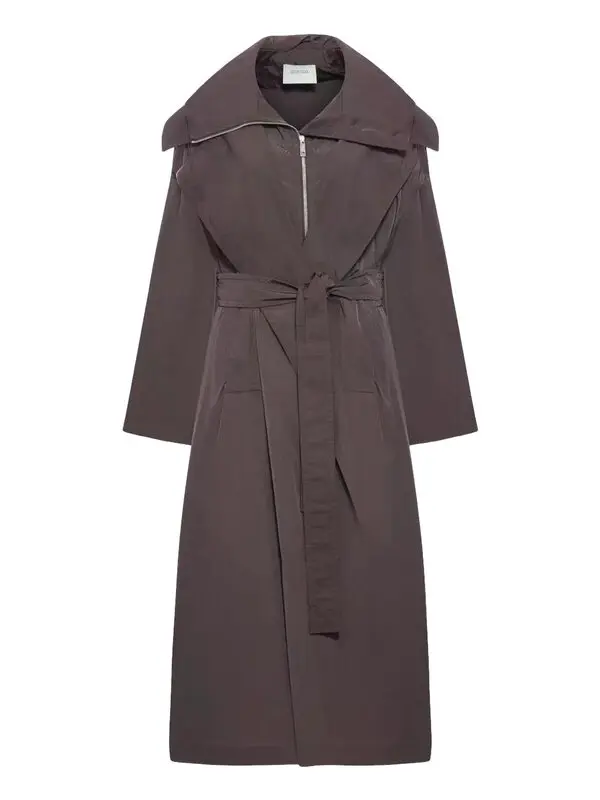Sportmax Zip-up Belted Coat - Brown