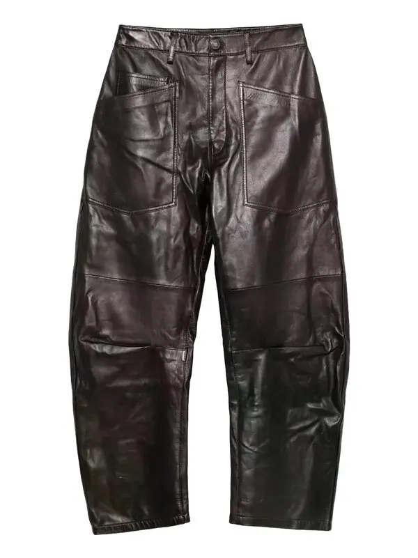 NILI LOTAN Leather Trousers - Brown