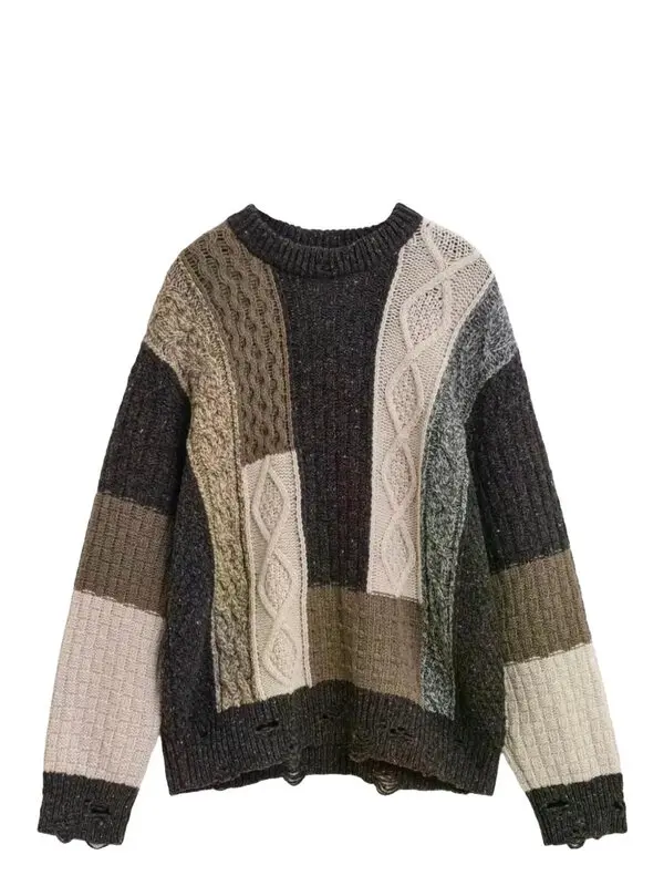 Gant Patchwork Cable-knit Sweater - Brown