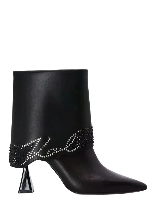 Karl Lagerfeld Crystal-embellished Pointed-toe Boots - Black