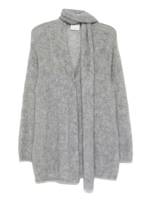 FORTE_FORTE Scarf Detailed Cardigan - Grey