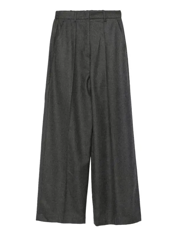 Eric Bompard Ribbed Straight Trousers - Grey