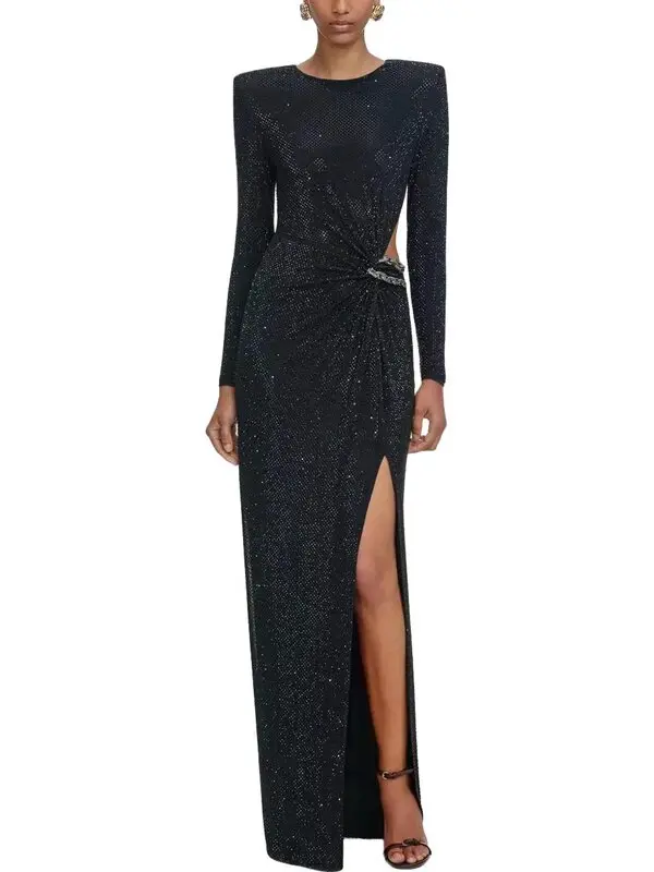 SELF-PORTRAIT Rhinestone-embellished Maxi Dress - Black