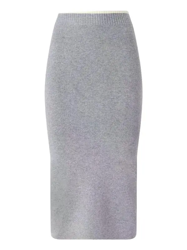 Pinko Ribbed Elasticated Waistband Midi Skirt - Grey
