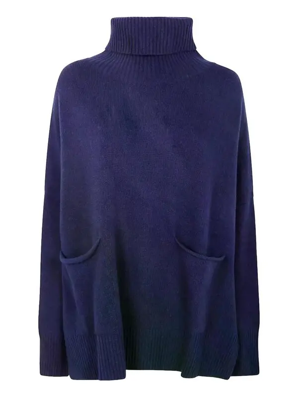 MA'RY'YA Two-pocket Roll-neck Sweater - Blue