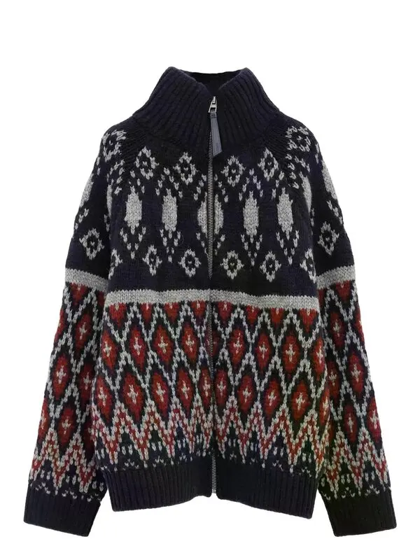 Loewe Patterned Zip Sweater - Blue