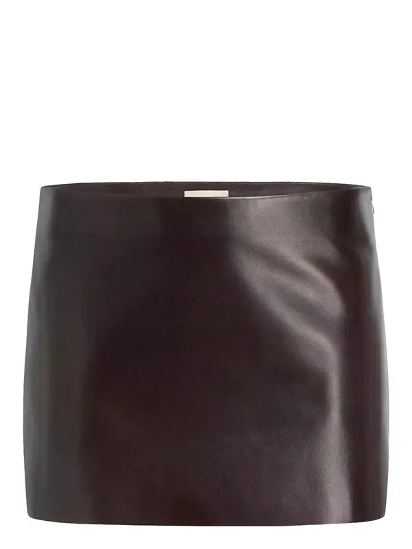 Khaite Jett Lambskin Mini Skirt - Brown